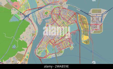 Macao outlined on a topographic, OSM Germany style map Stock Photo - Alamy