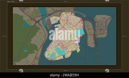 Macao highlighted on a topographic, OSM Humanitarian style map Stock ...