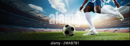 African american male american football player holding ball with neon ...