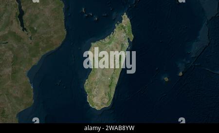 Madagascar highlighted on a high resolution satellite map map with the ...