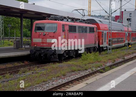 Deutsche Bahn Baureihe 111 class electric locomotive at Stuttgart HBF ...