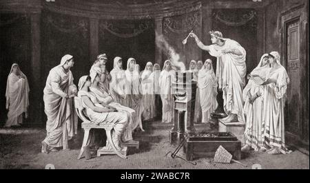Vesta, Roman virgin goddess of the hearth, full length, statue Stock ...
