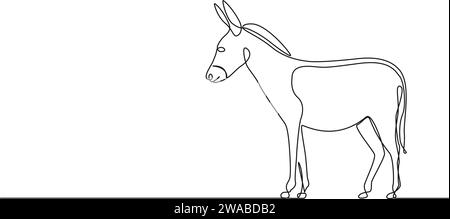 continuous single line drawing of a donkey, line art vector ...