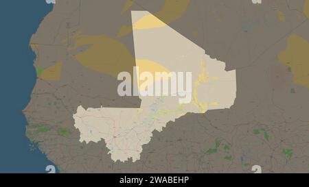 Mali highlighted on a topographic, OSM Humanitarian style map Stock ...