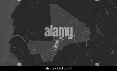 Mali highlighted on a Bilevel elevation map with lakes and rivers map ...