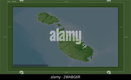 Malta outlined on a Pale colored elevation map with lakes and rivers ...