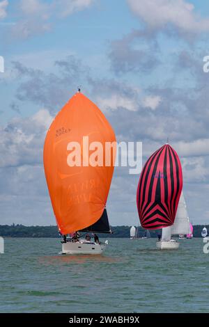 Racing sailboats compete during Sailing regatta in Mediterranean Stock ...
