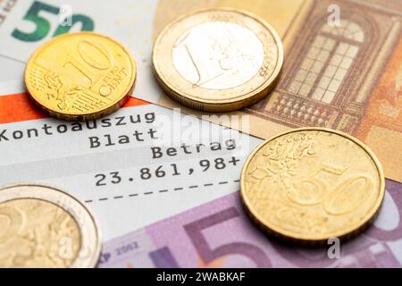3 January 2024: Account statement with high account balance surrounded ...