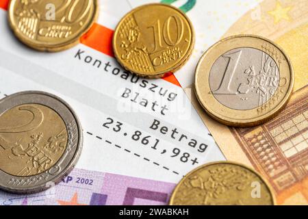 3 January 2024: Account statement with high account balance surrounded ...