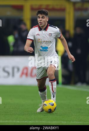 Milan, Italy. 2nd Jan, 2024. Adam Obert of Cagliari during the Coppa ...