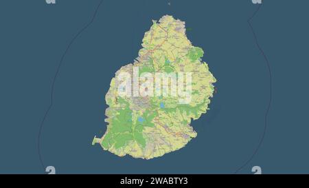 Mauritius highlighted on a topographic, OSM Germany style map Stock ...