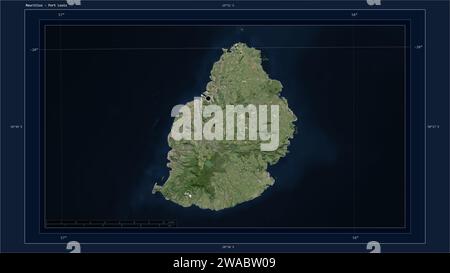 Mauritius highlighted on a low resolution satellite map Stock Photo - Alamy