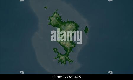 Mayotte highlighted on a Colored elevation map with lakes and rivers ...
