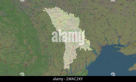 Moldova highlighted on a topographic, OSM standard style map Stock ...