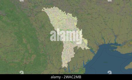 Moldova highlighted on a topographic, OSM Germany style map Stock Photo ...