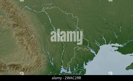 Moldova outlined on a Colored elevation map with lakes and rivers Stock ...