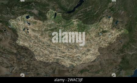 Mongolia highlighted on a high resolution satellite map map with the ...