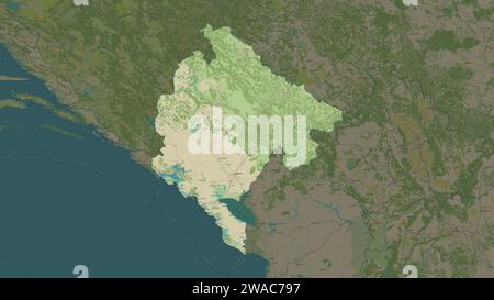 Montenegro highlighted on a topographic, OSM standard style map Stock ...