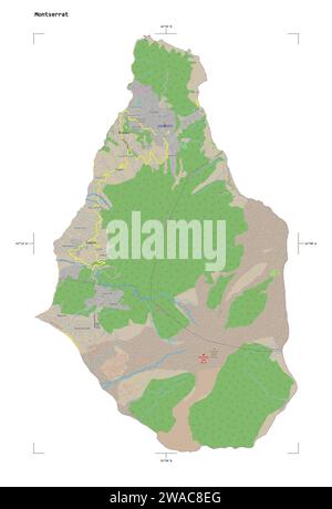 Shape of a topographic, OSM standard style map of the Bermuda, with ...