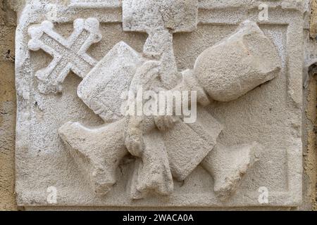 Ancient Christian symbols covering old stone tombs Stock Photo - Alamy