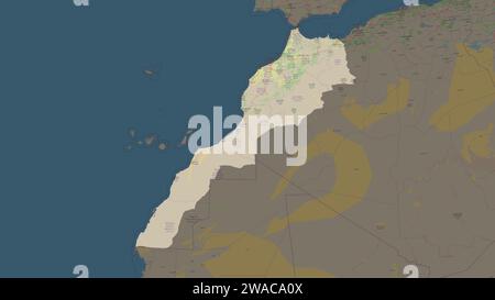 Morocco highlighted on a topographic, OSM Germany style map Stock Photo ...