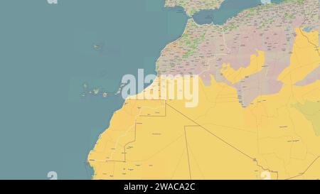 Morocco outlined on a topographic, OSM standard style map Stock Photo ...