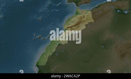 Morocco highlighted on a Colored elevation map with lakes and rivers ...