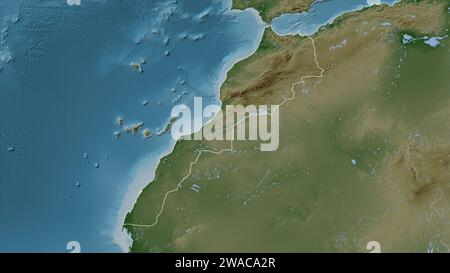 Morocco outlined on a Colored elevation map with lakes and rivers Stock ...