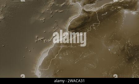 Morocco outlined on a Colored elevation map with lakes and rivers Stock ...
