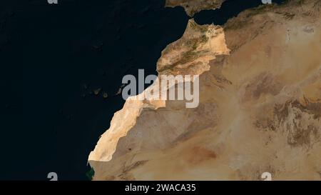 Morocco highlighted on a low resolution satellite map map with the ...