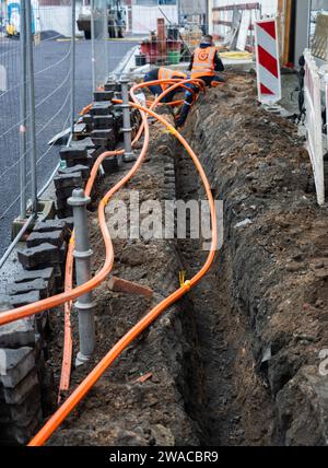 Nidda, Germany. 24th Nov, 2023. A fiber optic cable peeks out of the ...
