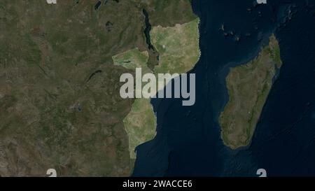 Mozambique highlighted on a high resolution satellite map map with the ...