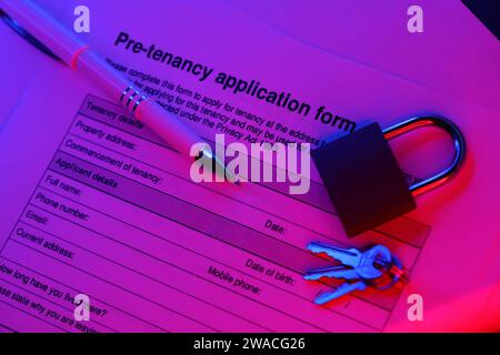 Filling up pre tenancy application form. Tenancy agreement for rental ...