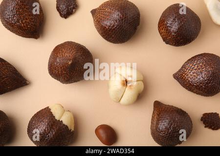 Fresh salak fruits on beige background, flat lay Stock Photo - Alamy