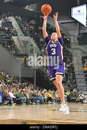TCU guard Madison Conner (2) shoots over BYU forward Emma Calvert (25 ...