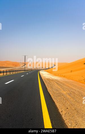 Panoramic View of Road Through Liwa Desert in Abu Dhabi Stock Photo - Alamy