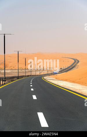 Panoramic View of Road Through Liwa Desert in Abu Dhabi Stock Photo - Alamy
