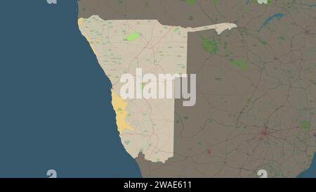 Namibia highlighted on a topographic, OSM Humanitarian style map Stock ...