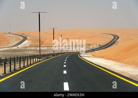 Panoramic View of Road Through Liwa Desert in Abu Dhabi Stock Photo - Alamy