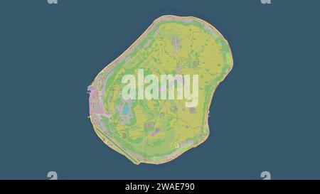 Nauru highlighted on a topographic, OSM Humanitarian style map map with the country's capital ...