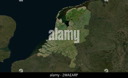Netherlands highlighted on a low resolution satellite map map with the ...