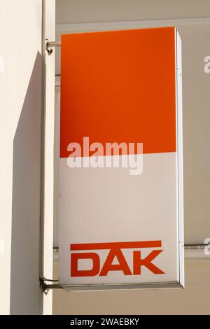 Facade with sign and logo of DAK Stock Photo - Alamy