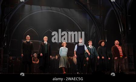 Harry Aklowe as Scorpius and Polly Frame as Ginny, curtain call, Harry ...