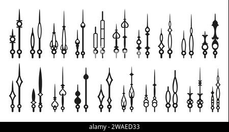 Clock hands, time black pointers, isolated watch arrows. Vector black ...