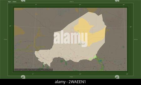 Niger highlighted on a topographic, OSM Germany style map Stock Photo ...