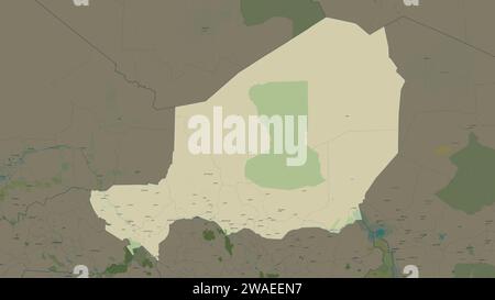 Niger highlighted on a topographic, OSM standard style map map with the ...