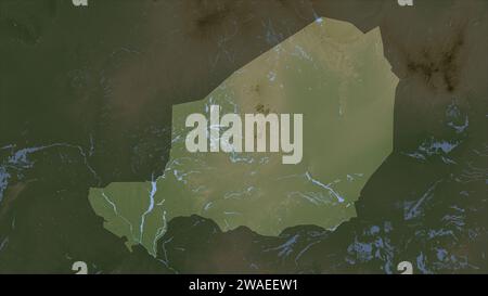 Niger highlighted on a Pale colored elevation map with lakes and rivers ...