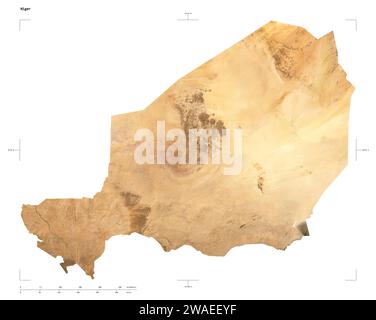 Shape of Niger with its capital isolated on a solid color background ...