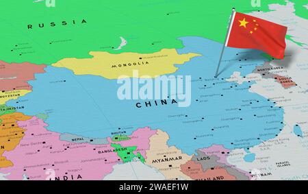 China political map with capital Beijing, national borders, important ...