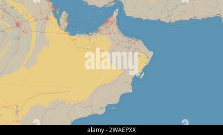 Oman outlined on a topographic, OSM standard style map Stock Photo - Alamy